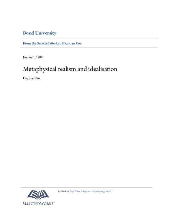 (PDF) Metaphysical realism and idealisation