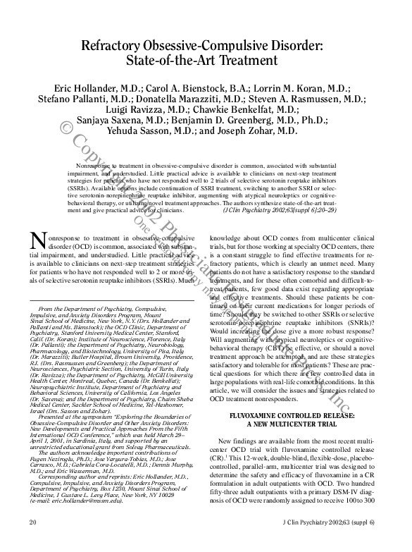 (PDF) Refractory obsessive-compulsive disorder: state-of-the-art treatment