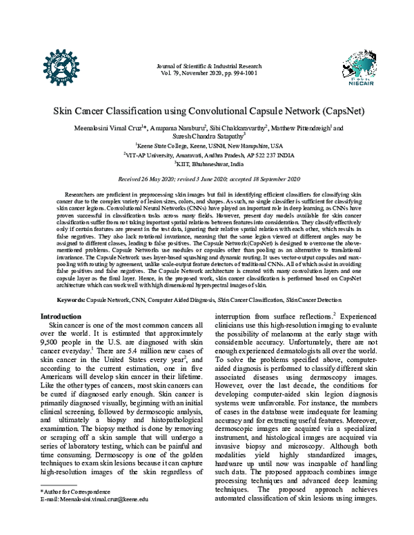 (PDF) Skin Cancer Classification using Convolutional Capsule Network ...