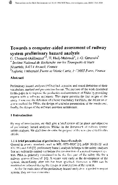 (PDF) Towards A Computer-aided Assessment Of RailwaySystem Preliminary ...