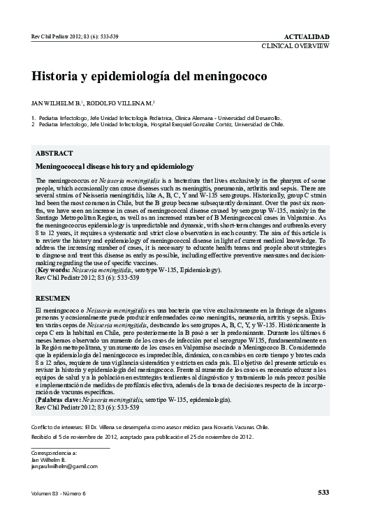 (PDF) Historia y epidemiología del meningococo