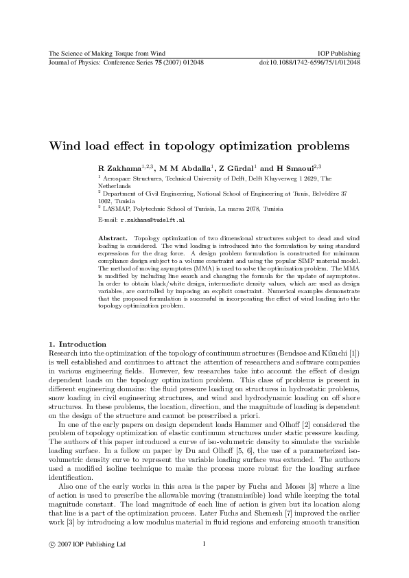 (PDF) Wind load effect in topology optimization problems