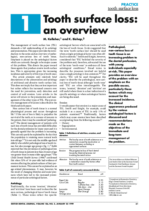 (PDF) Tooth surface loss: an overview