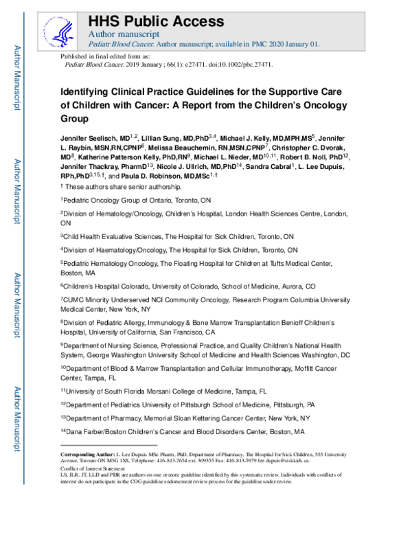 (PDF) Identifying clinical practice guidelines for the supportive care ...