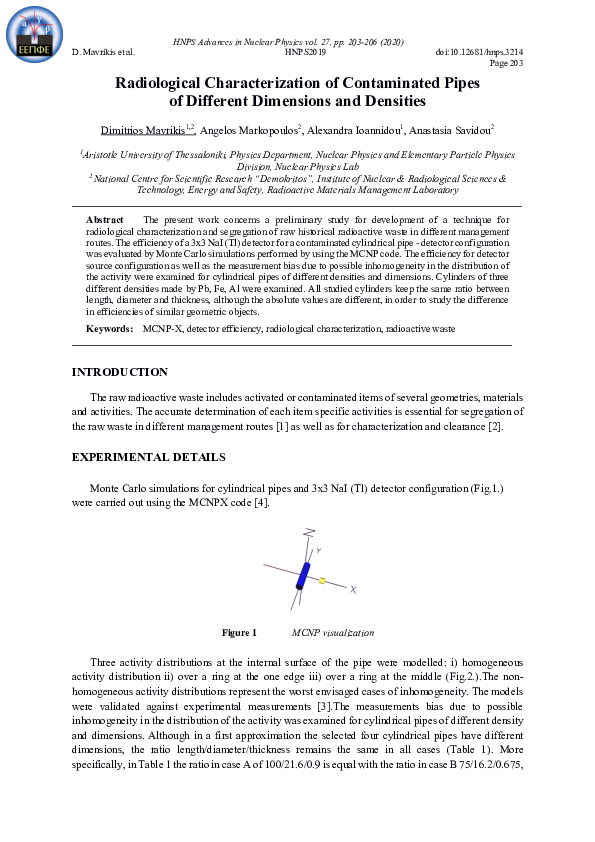 (PDF) Radiological Characterization of Contaminated Pipes of Different ...