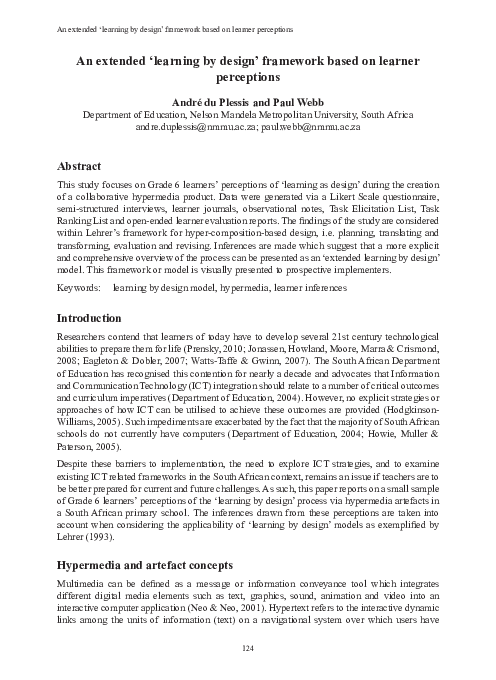 (PDF) An extended 'learning by design' framework based on learner ...