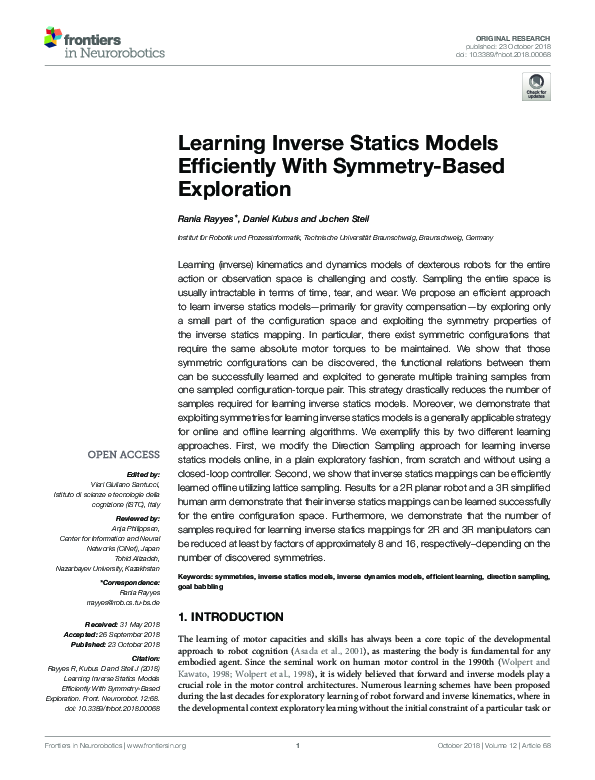 (PDF) Learning Inverse Statics Models Efficiently With Symmetry-Based Exploration