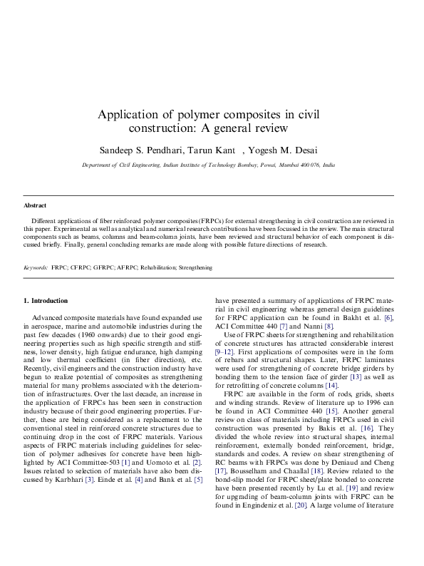 (PDF) Application of polymer composites in civil construction: A ...