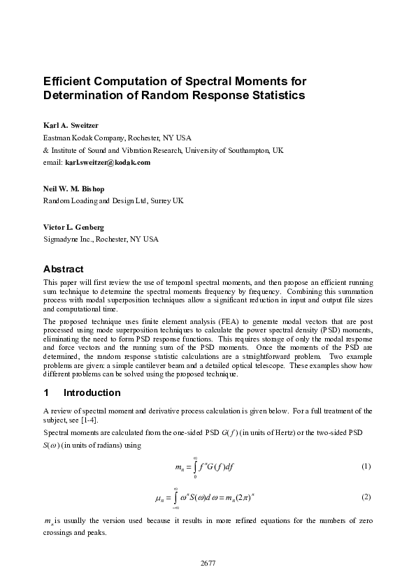 (PDF) Efficient computation of spectral moments for determination of random response statistics ...