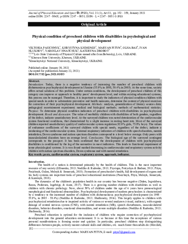 (PDF) Physical condition of preschool children with disabilities in ...