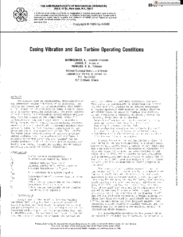 (PDF) Casing Vibration and Gas Turbine Operating Conditions