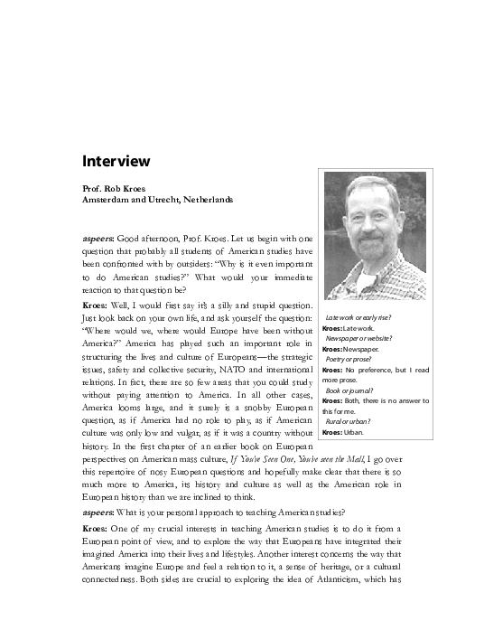 (PDF) Interview with Rob Kroes