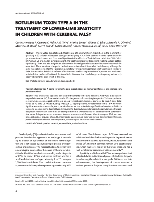 (PDF) Botulinum toxin type A in the treatment of lower-limb spasticity ...