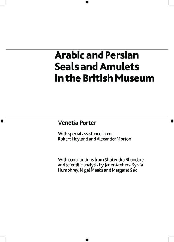 (PDF) Arabic and Persian Seals and Amulets in the British Museum
