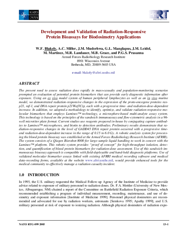 (PDF) Development and validation of radiation-responsive protein ...