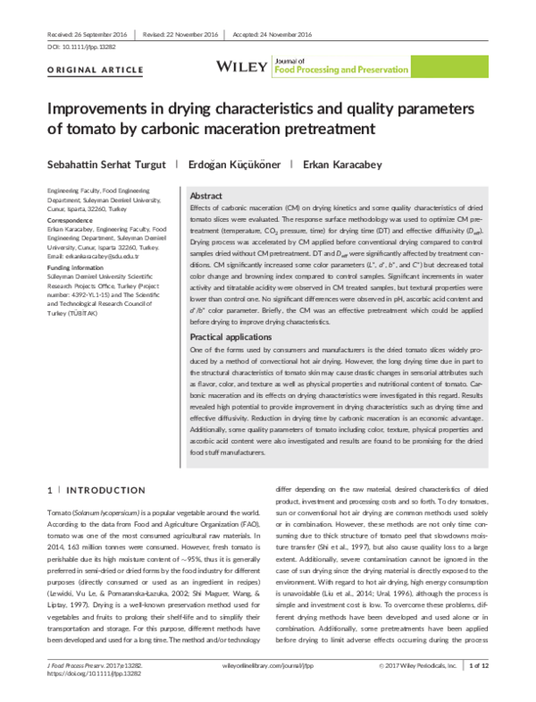 (PDF) Improvements in drying characteristics and quality parameters of ...