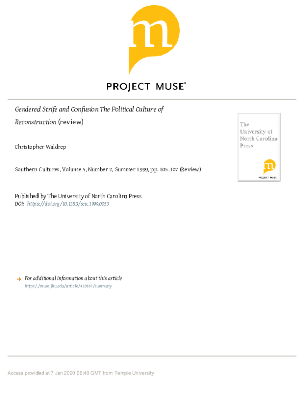 (PDF) Gendered Strife and Confusion: The Political Culture of ...