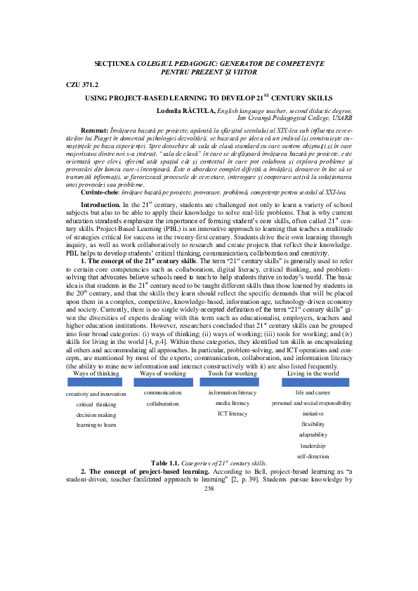 (PDF) Using project-based learning to develop 21st century skills