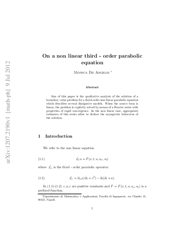 (PDF) On a non linear third - order parabolic equation