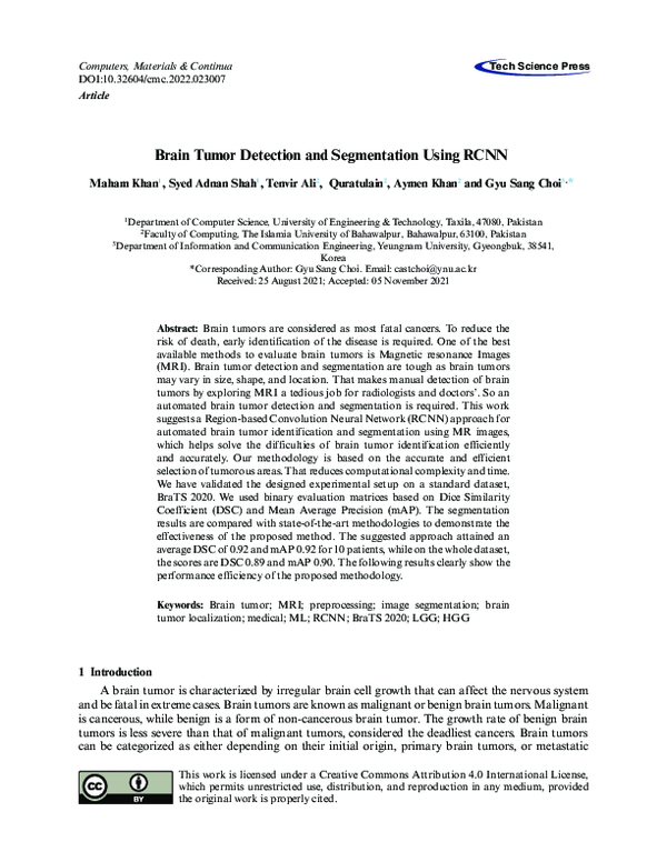 Pdf Brain Tumor Detection And Segmentation Using Rcnn