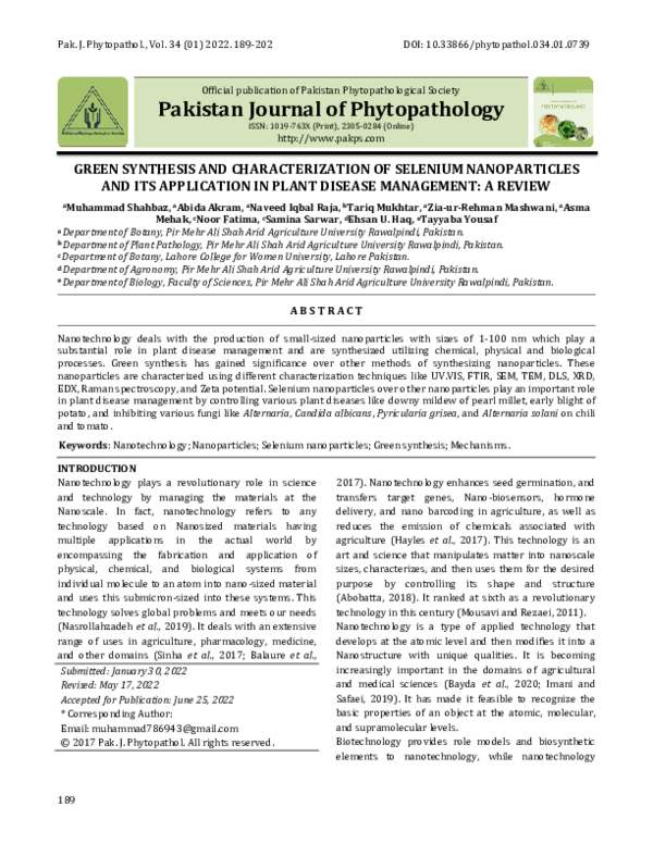 (PDF) Green synthesis and characterization of selenium nanoparticles and its augmented ...
