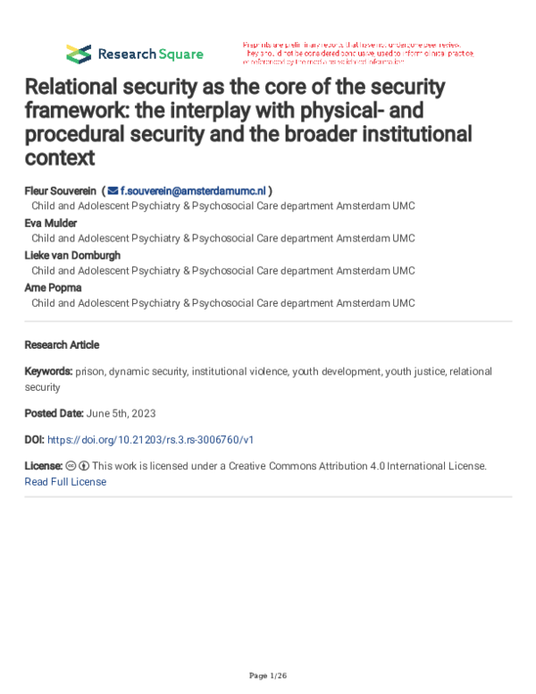 (PDF) Relational security as the core of the security framework: the ...