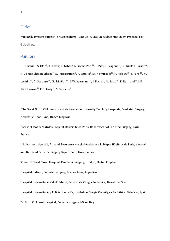 (DOC) Minimally invasive surgery for neuroblastic tumours: A SIOPEN ...