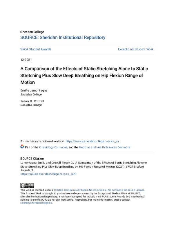 (PDF) A Comparison of the Effects of Static Stretching Alone to Static ...