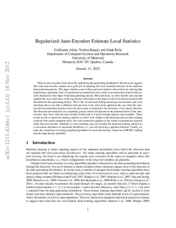 (PDF) Regularized Auto-Encoders Estimate Local Statistics