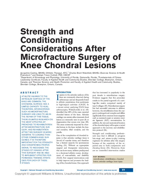 (PDF) Strength and Conditioning Considerations After Microfracture ...