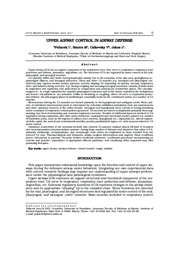 (PDF) Upper Airway Control in Airway Defense