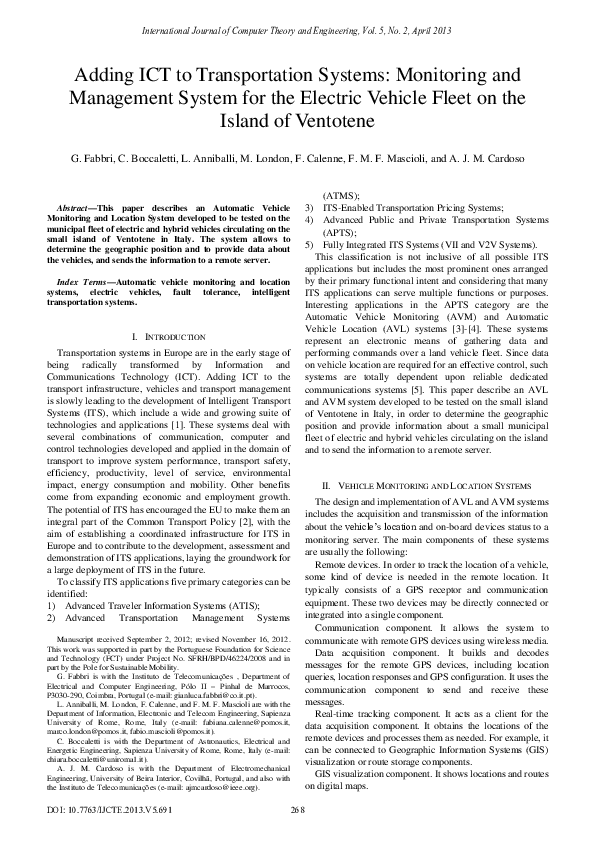 (PDF) Adding ICT to Transportation Systems: Monitoring and Management ...
