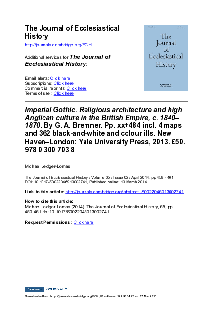 (PDF) Imperial Gothic: Religious Architecture and High Anglicanism in ...