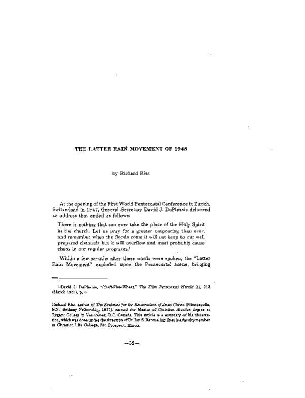 (PDF) The Latter Rain Movement of 1948