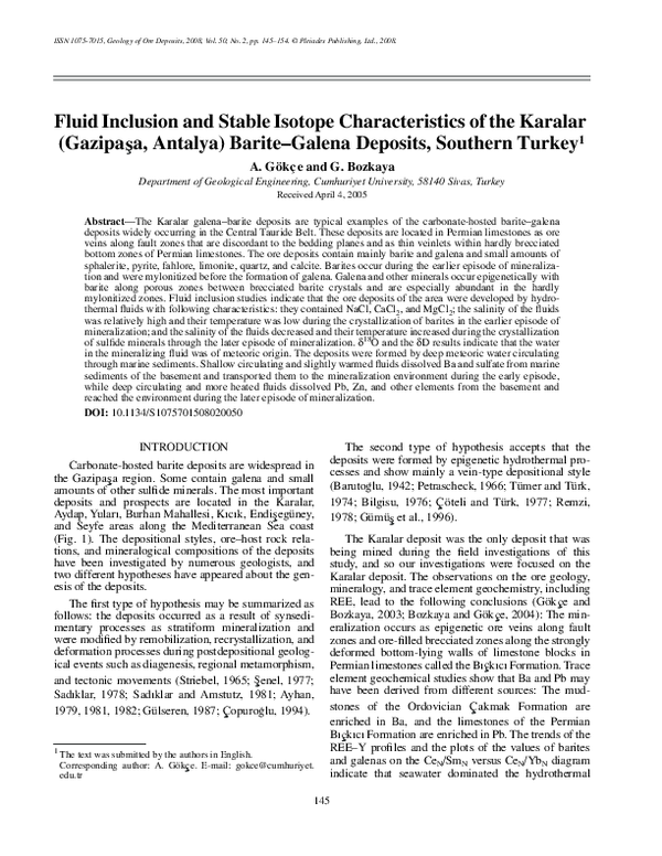 (PDF) Fluid Inclusion and Stable Isotope Characteristics of the ...