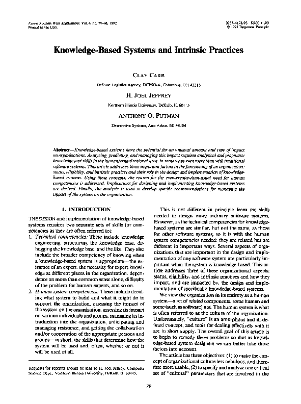 (PDF) Knowledge-based systems and intrinsic practices