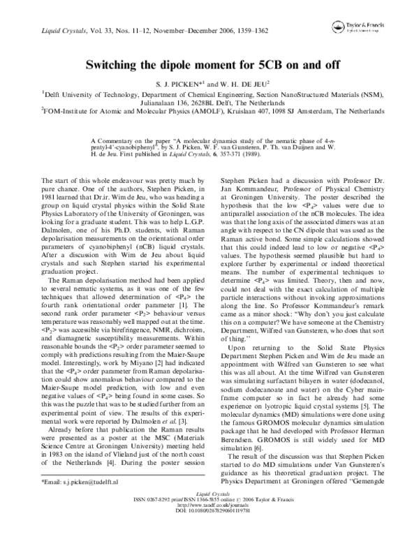 (PDF) Switching the dipole moment for 5CB on and off