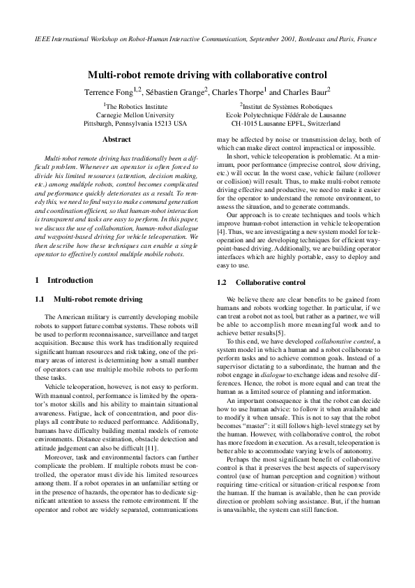 (PDF) Multi-robot remote driving with collaborative control