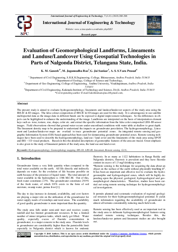 (PDF) Evaluation of Geomorphological Landforms, Lineaments and Landuse ...