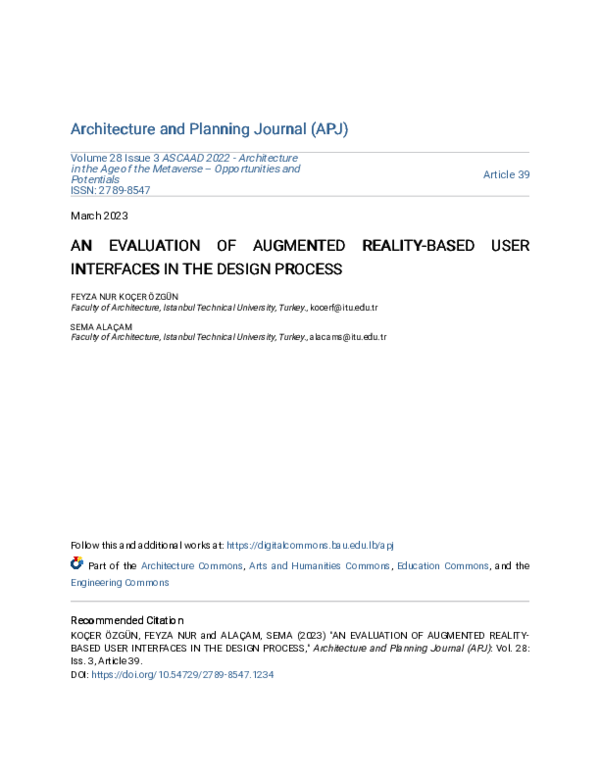 (PDF) An Evaluation of Augmented Reality-Based User Interfaces in the Design Process