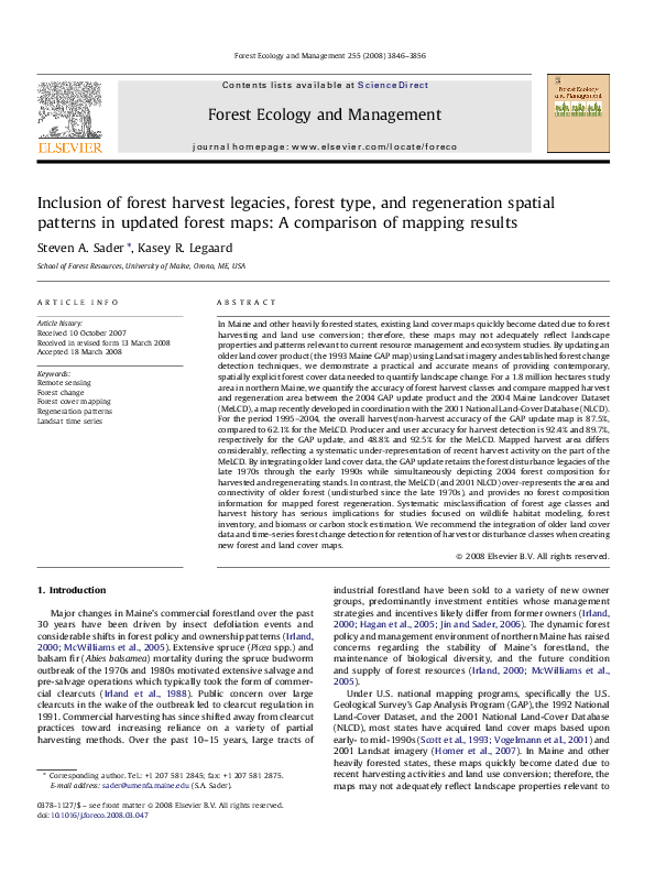 (PDF) Inclusion of forest harvest legacies, forest type, and regeneration spatial patterns in ...