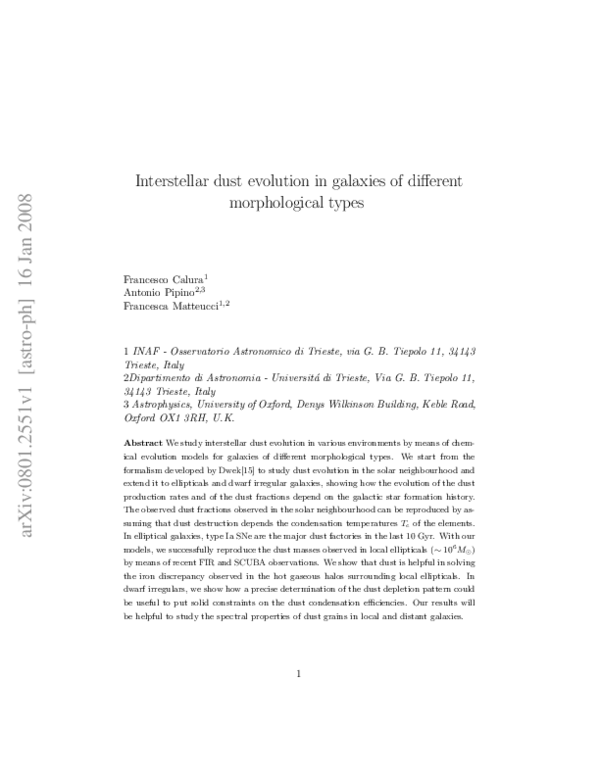 (PDF) Interstellar dust evolution in galaxies of different ...