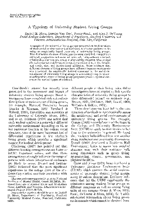 (PDF) A typology of university student living groups | Alan Deyoung ...