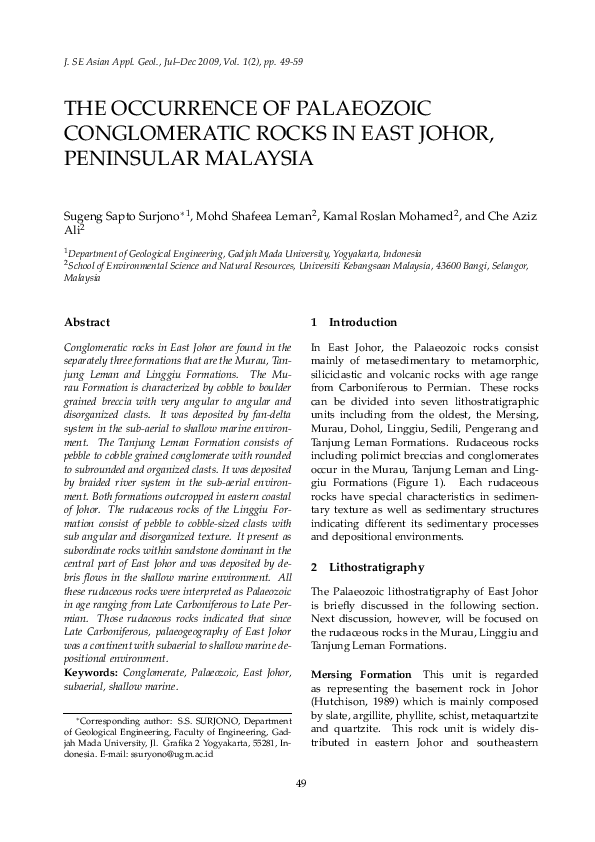 (PDF) The Occurrence of Palaeozoic Conglomeratic Rocks in East Johor ...