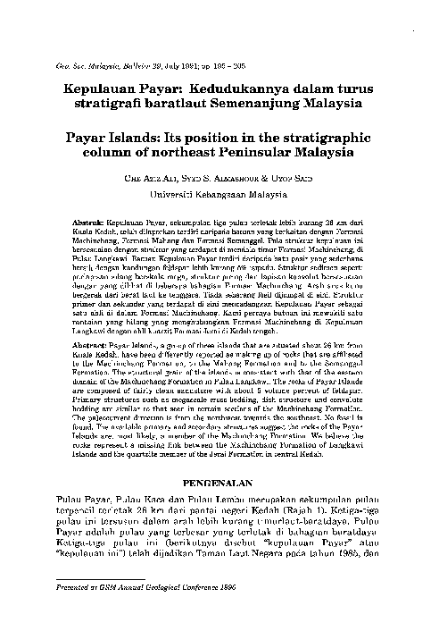 (PDF) Payar Islands: Its position in the stratigraphic column of ...