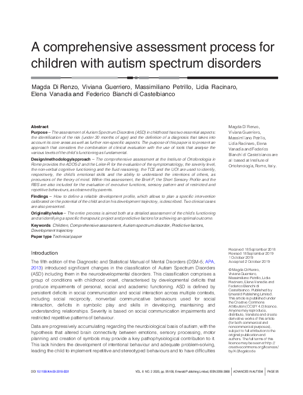 (PDF) A comprehensive assessment process for children with autism ...