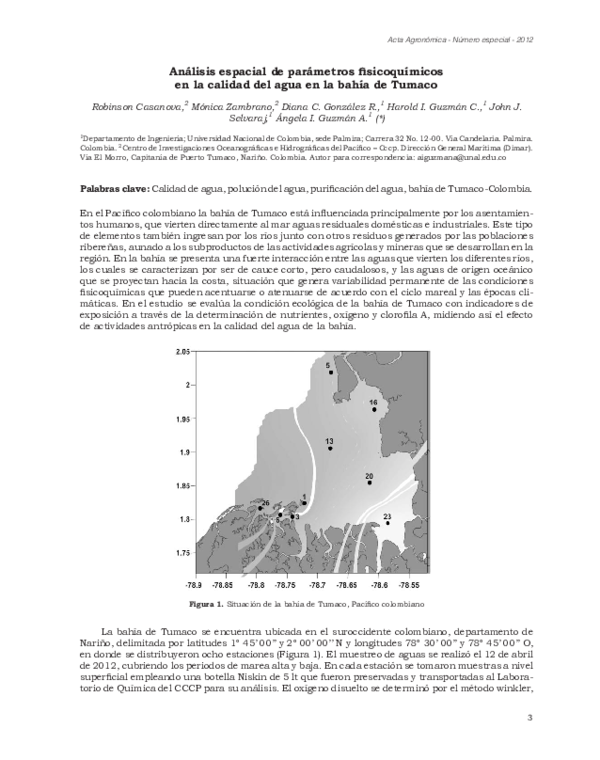 (PDF) Análisis espacial de parámetros fisicoquímicos en la calidad del agua en la bahía de ...