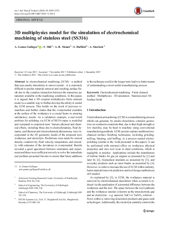 (PDF) 3D multiphysics model for the simulation of electrochemical ...