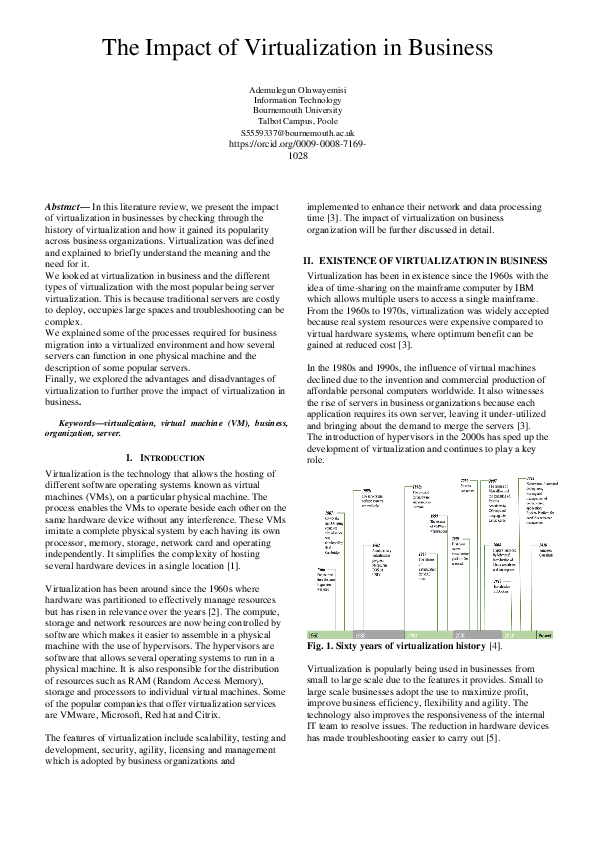 (PDF) The Impact of Virtualization in Business