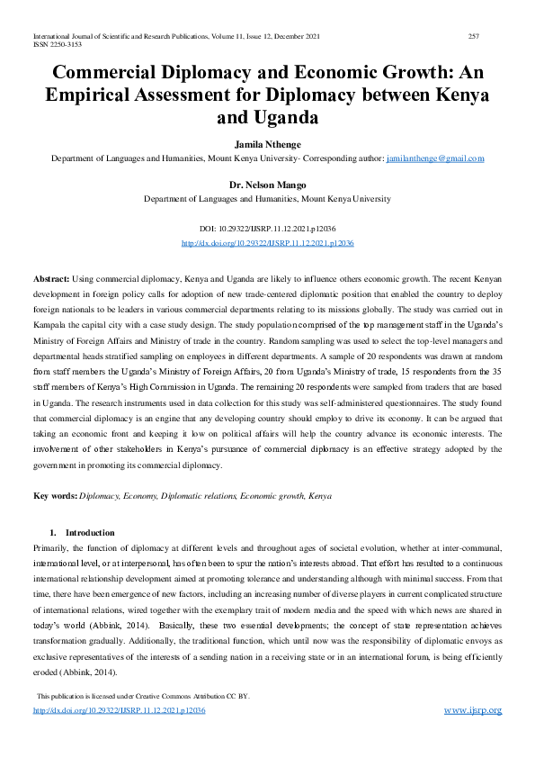 (PDF) Commercial Diplomacy and Economic Growth: An Empirical Assessment ...